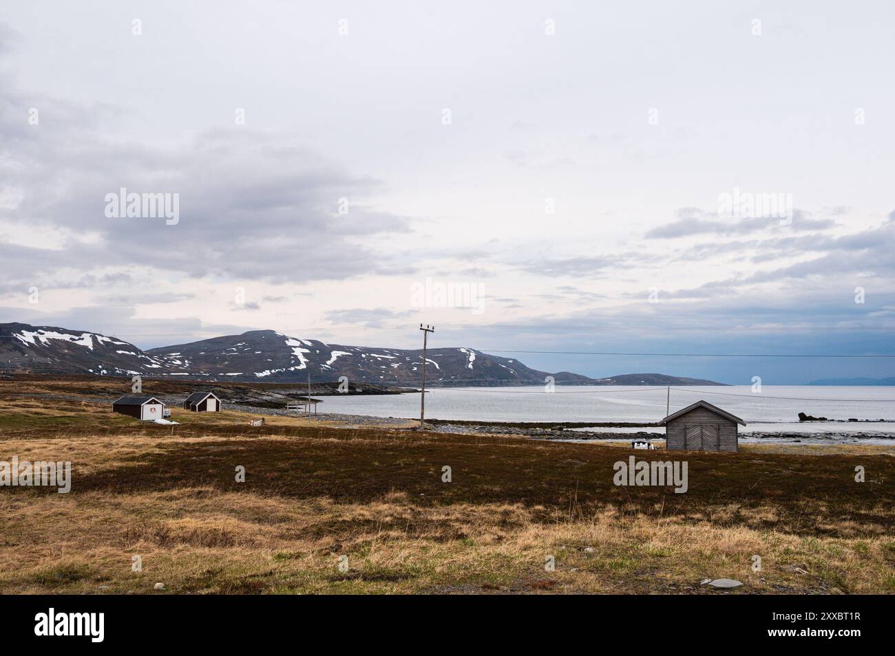 nordic landscape along the road from Alta to the Island of Mageroya ...