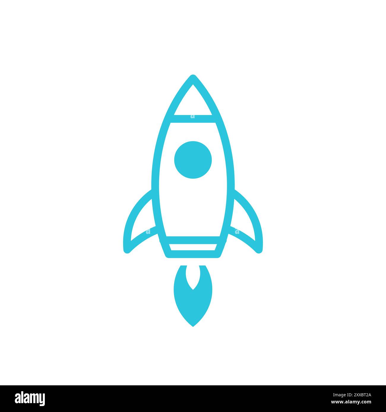Release product icon, Rocket, Isolated on white background. From blue ...