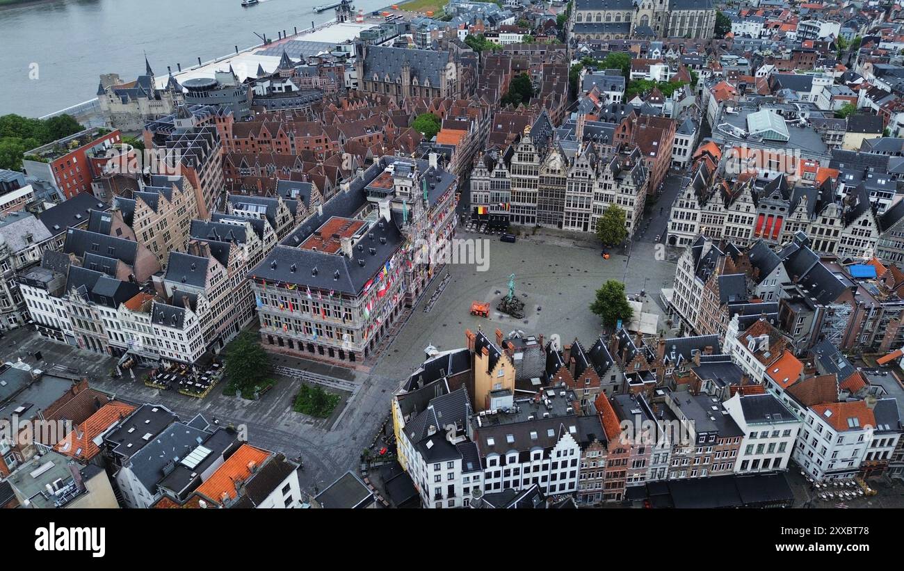 Drone photo antwerp city hall hi-res stock photography and images - Alamy