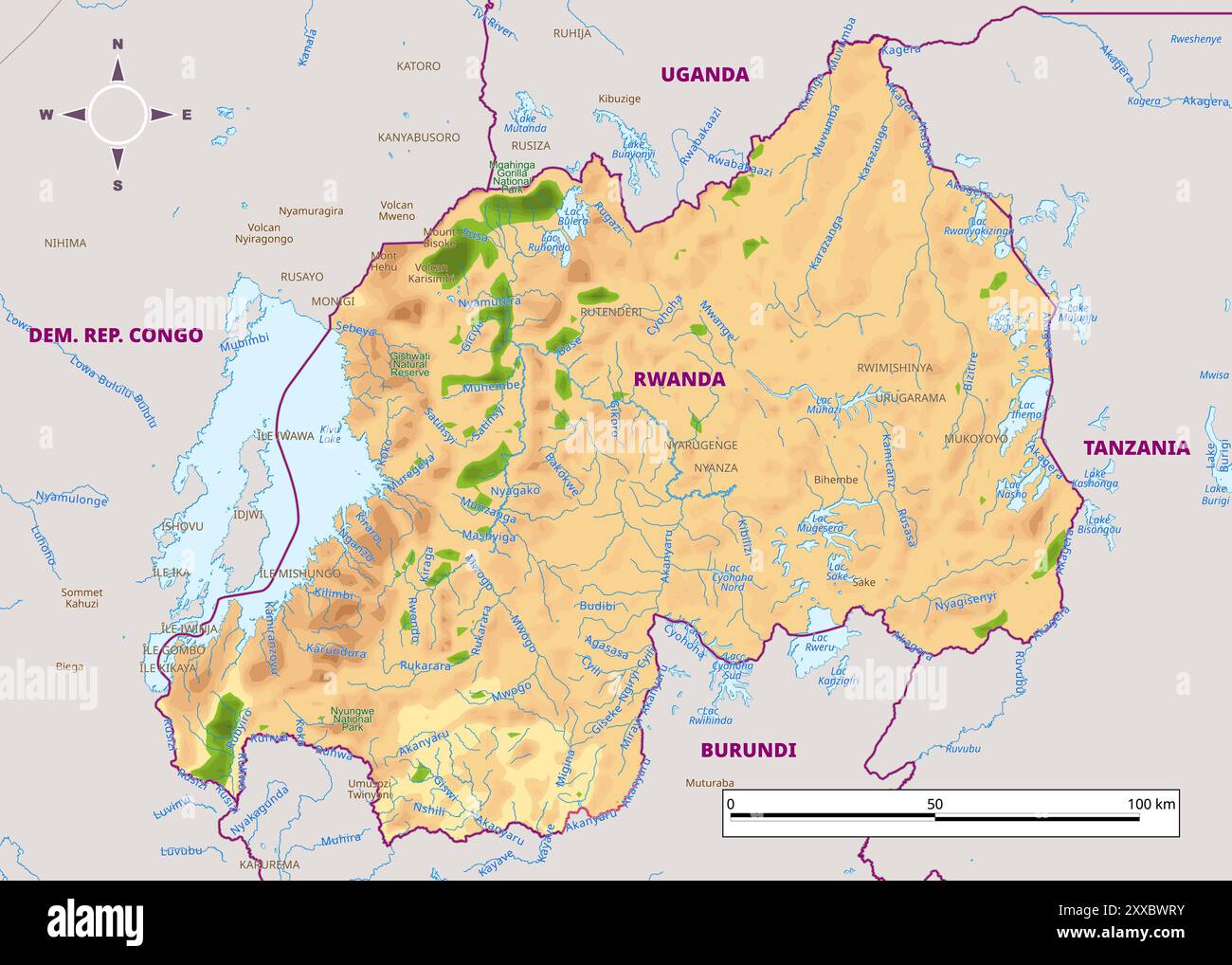Detailed physical map of Serbia Stock Vector Image & Art - Alamy