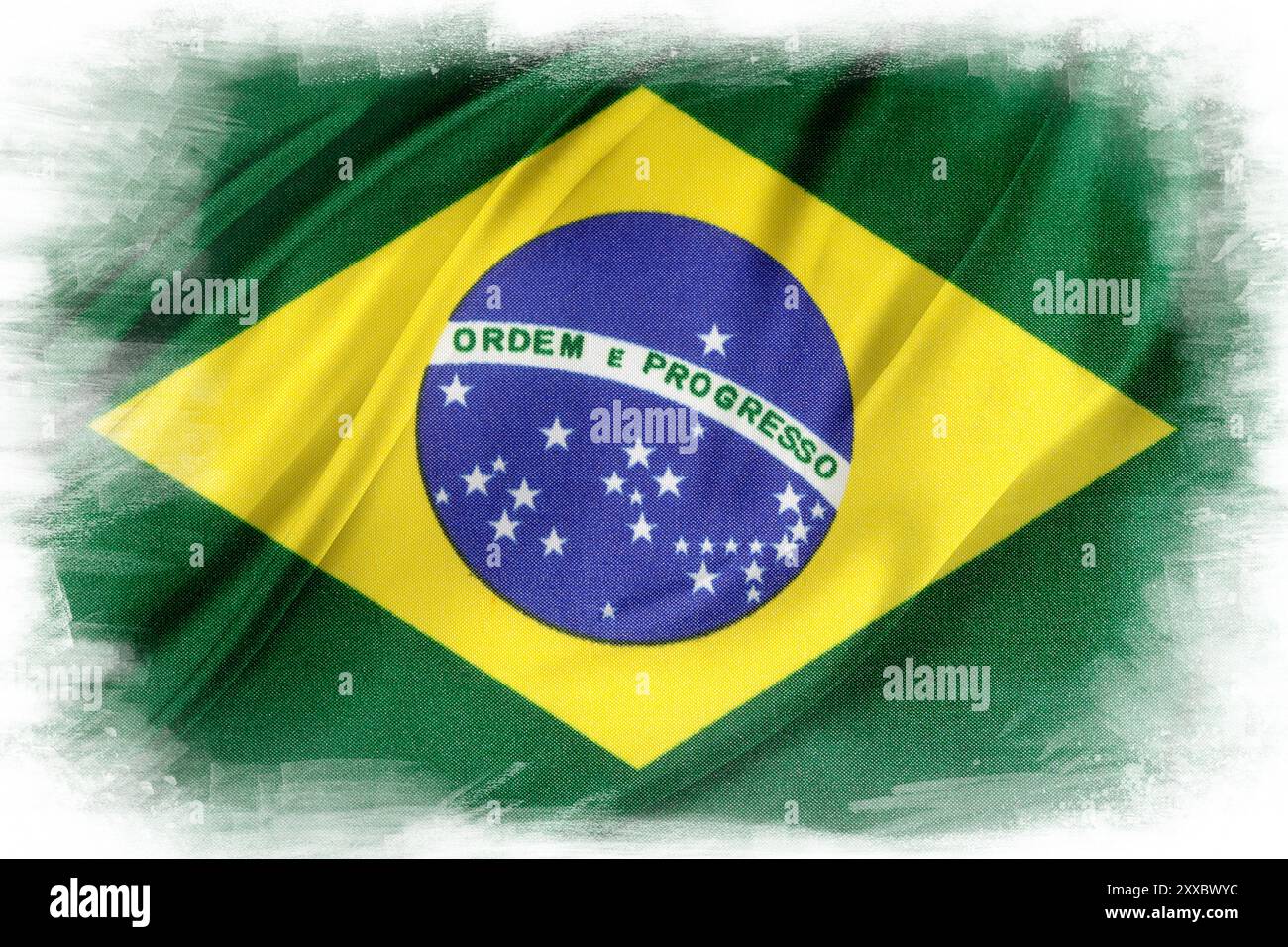 Brazilian flag on plain background Stock Photo - Alamy