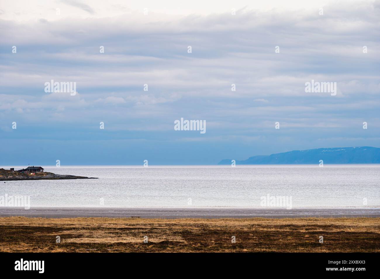 nordic landscape along the road from Alta to the Island of Mageroya ...