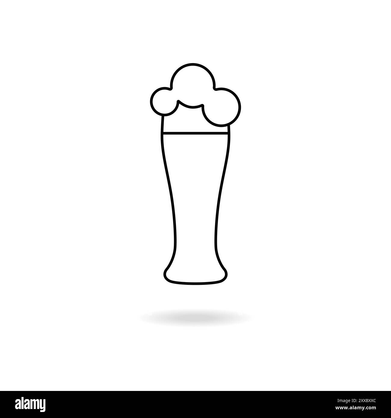 Vector line beer glass. Foam beer in a glass. Foam beer pint vector ...