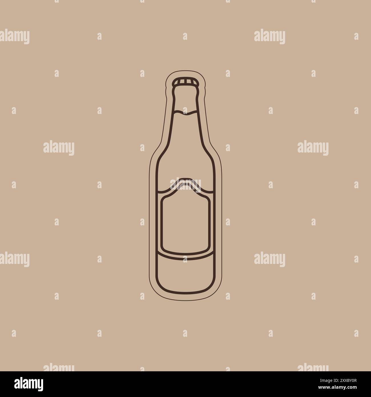 Linear bottle vector. Glass bottle outline vector sticker. Beverage ...