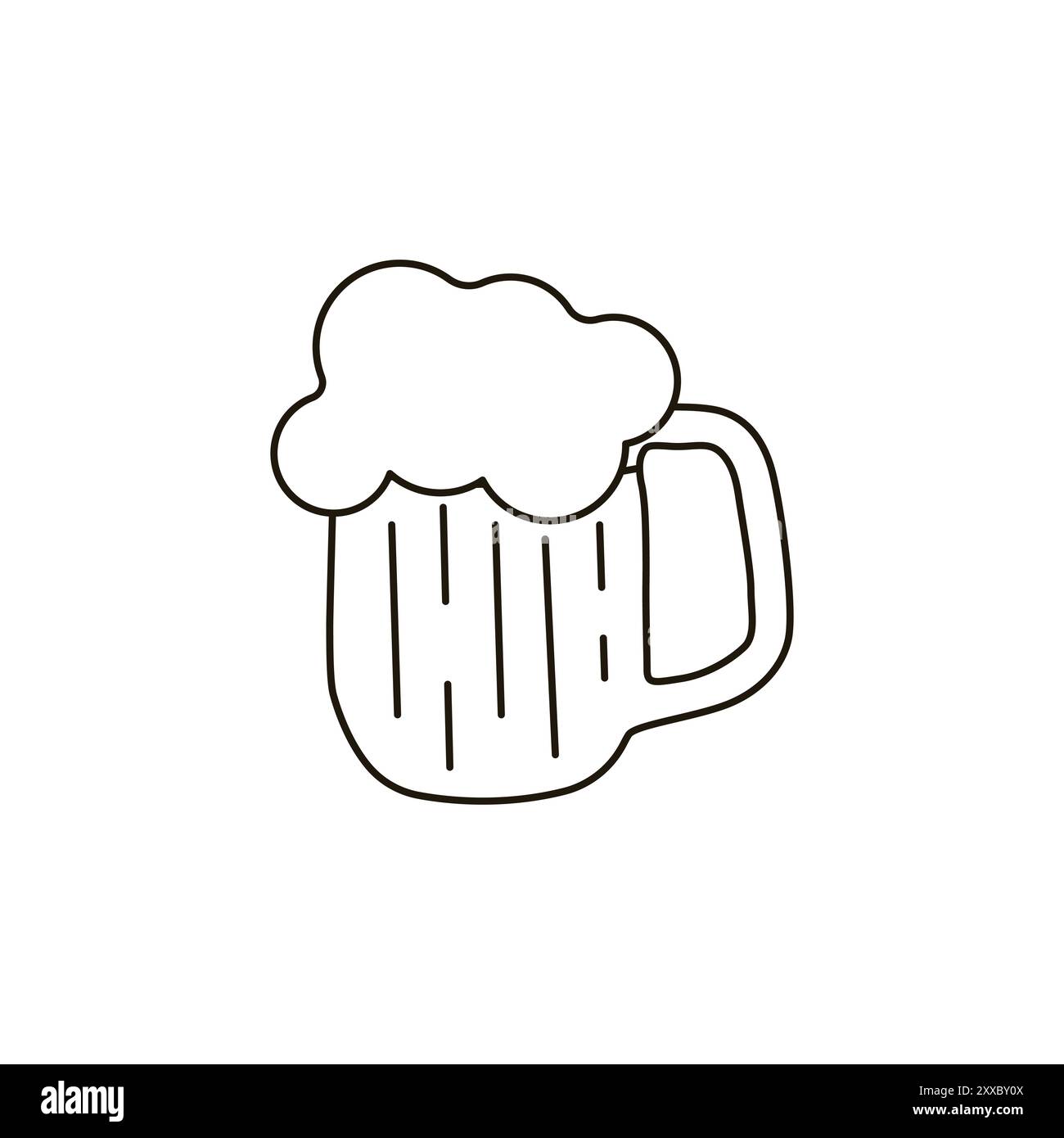 Vector line beer glass. Foam beer in a glass. Foam beer pint vector ...