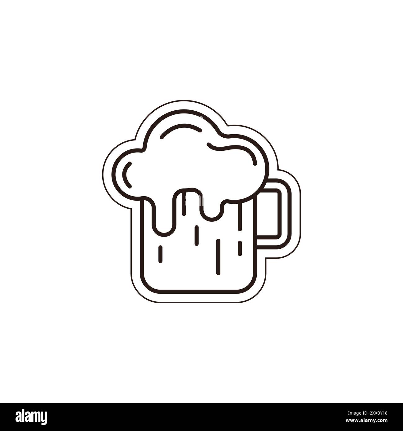 Vector line beer glass. Foam beer in a glass. Foam beer pint vector ...