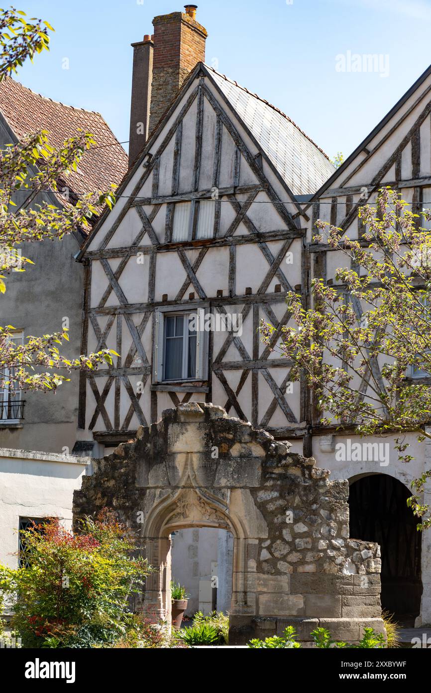 Views of houses in old part of town of Gien is on the Loire river, in ...