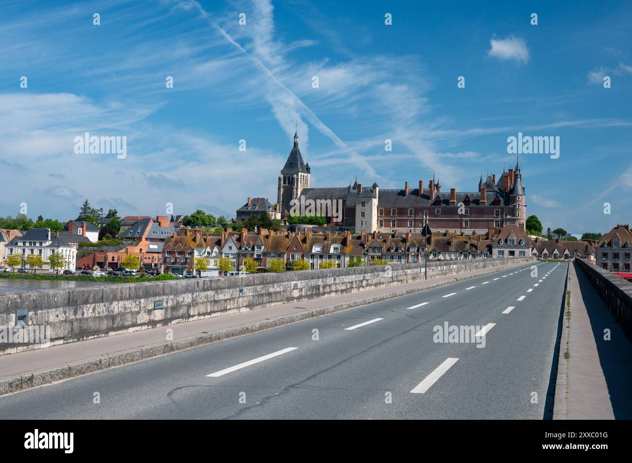 Views of old part of town of Gien on the Loire river, in Loiret ...