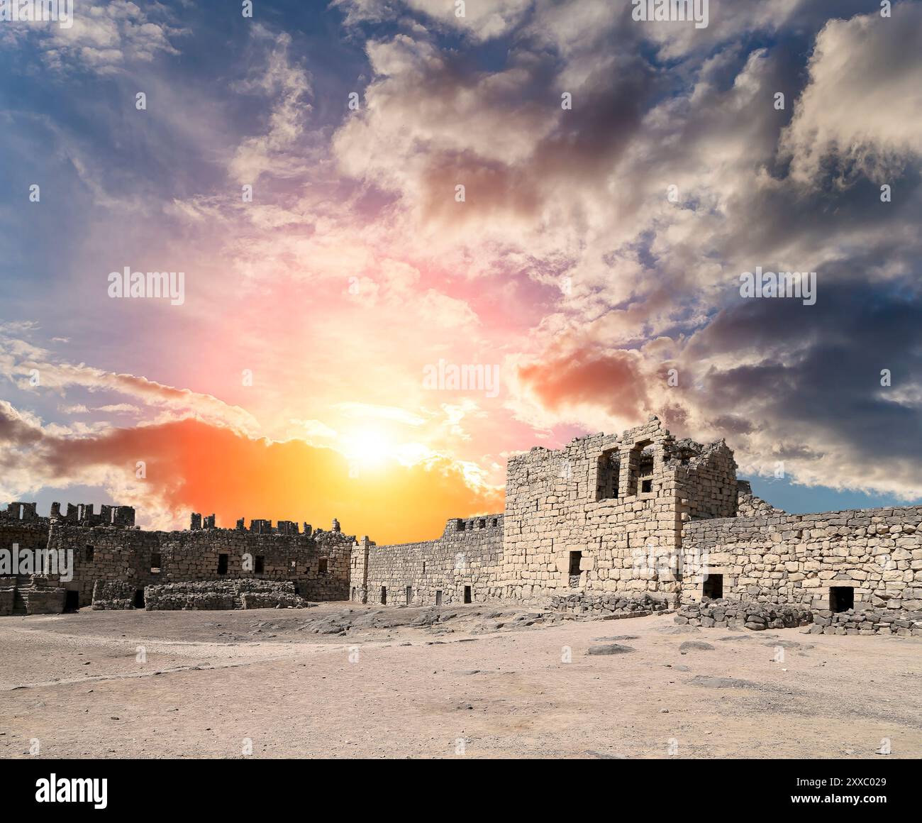 Ruins of Azraq Castle (Qasr al-Azraq) is a crusader castle (300AD ...
