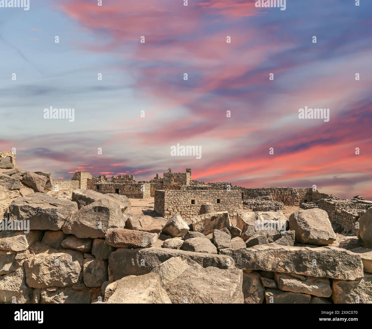 Ruins of Azraq Castle (Qasr al-Azraq) is a crusader castle (300AD ...