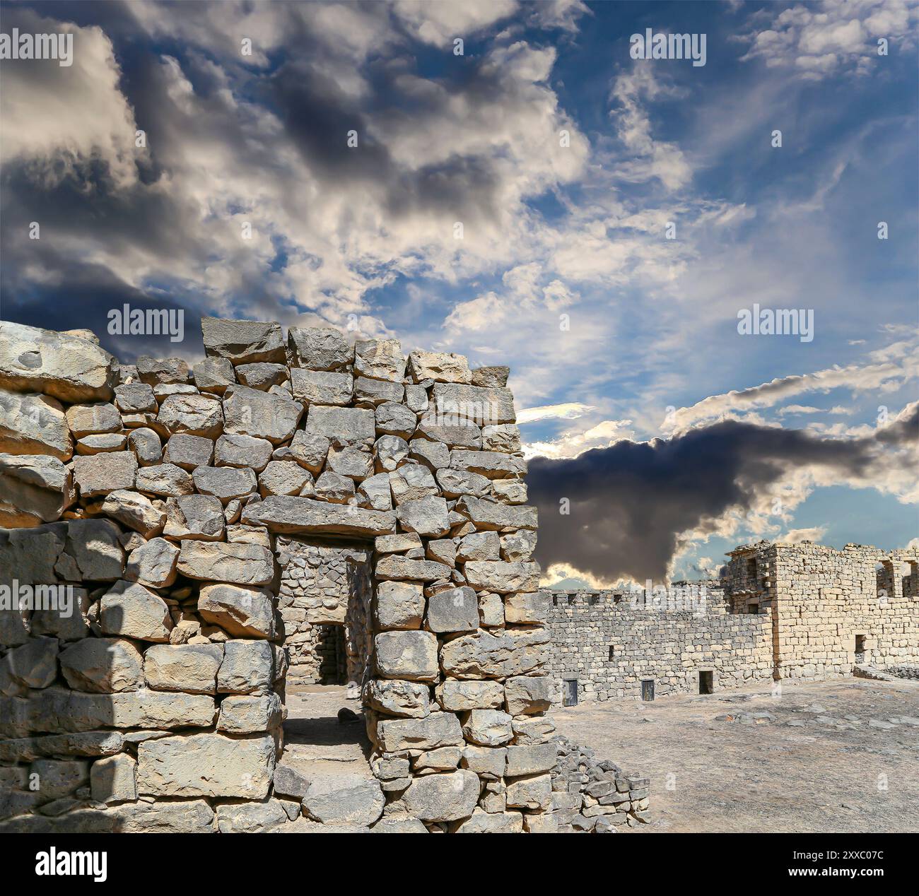Ruins of Azraq Castle (Qasr al-Azraq) is a crusader castle (300AD ...