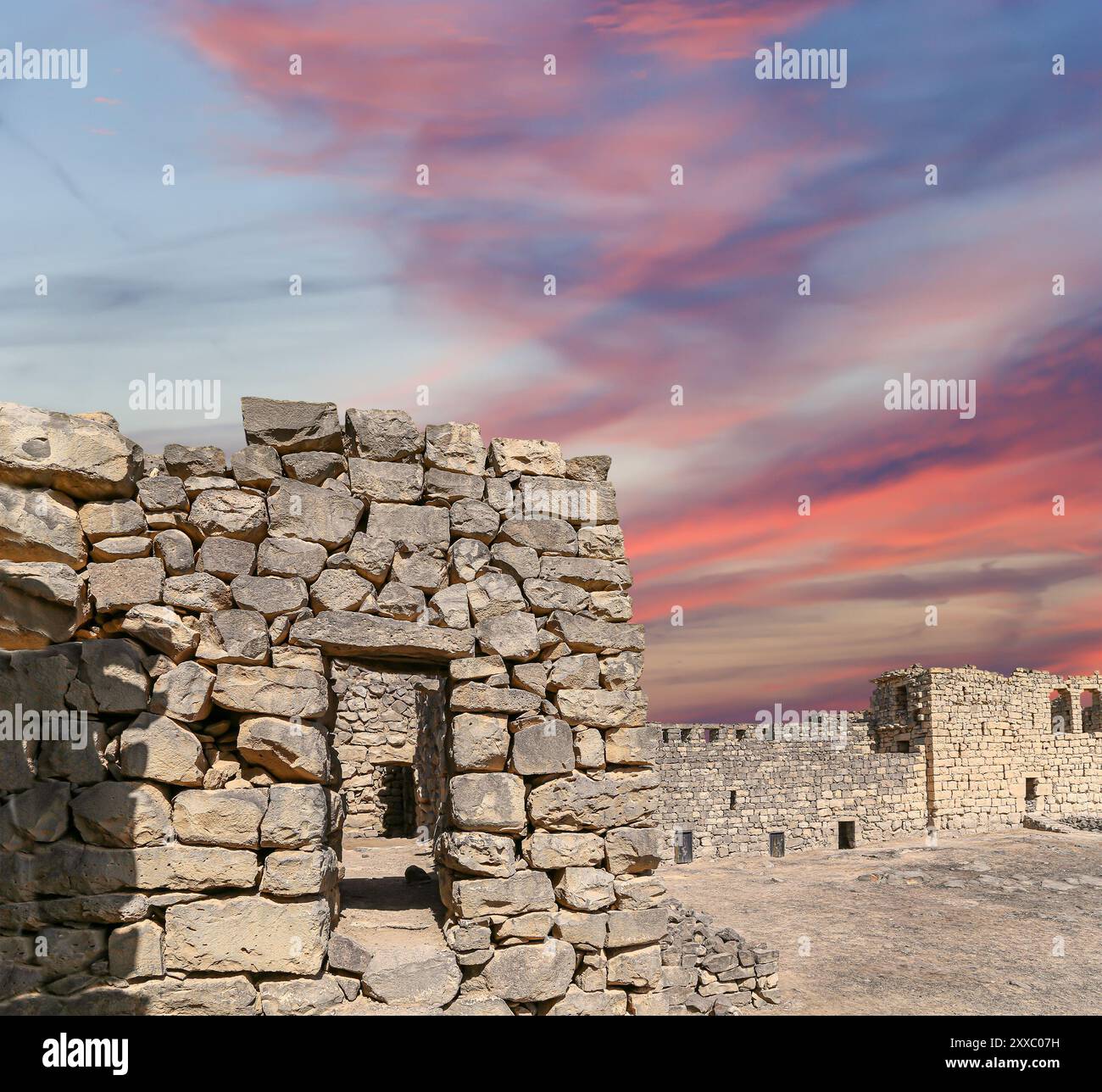 Ruins of Azraq Castle (Qasr al-Azraq) is a crusader castle (300AD ...