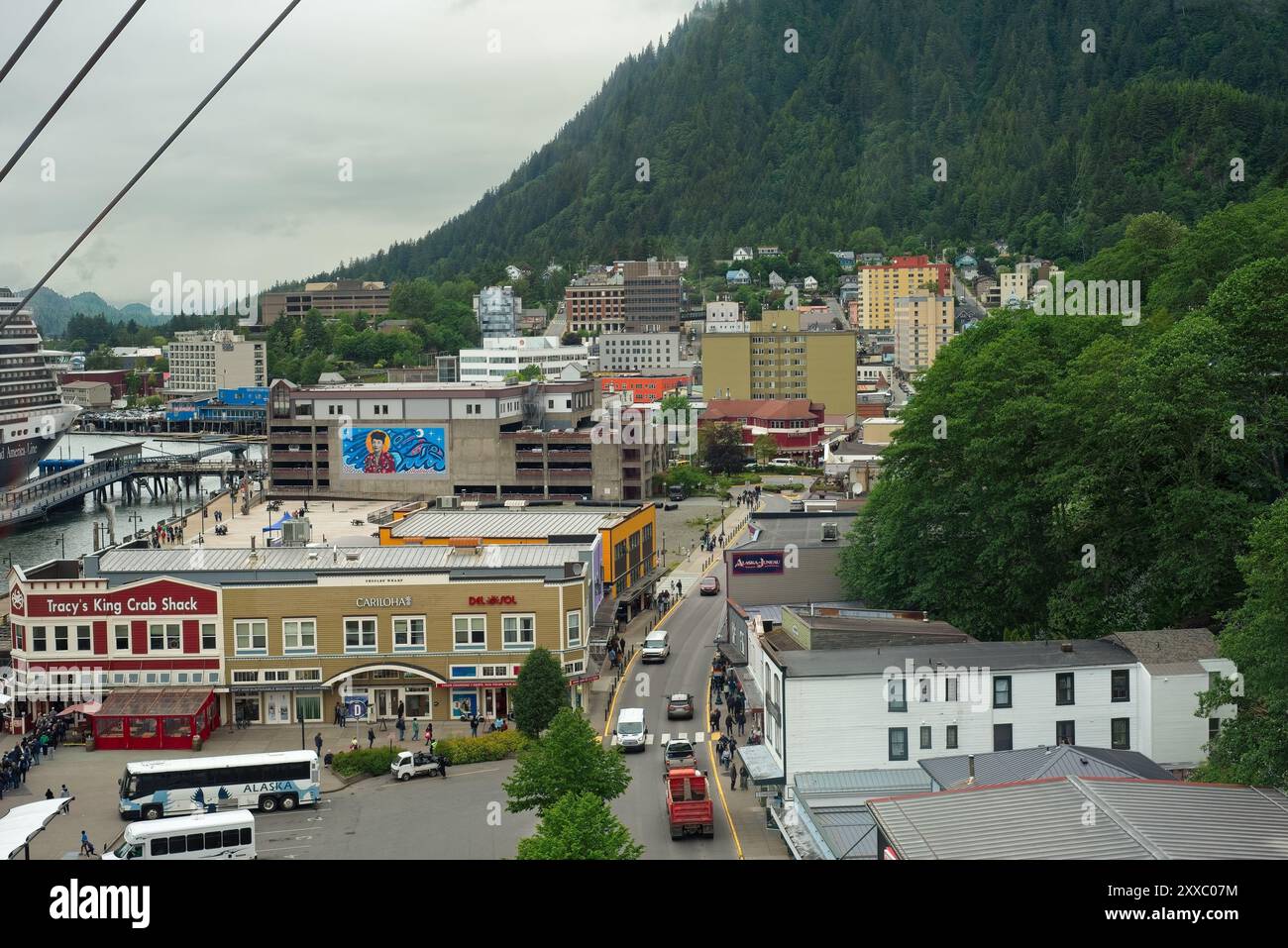 Downtown Juneau, Alaska's capital, is seen from an ascending tram car ...