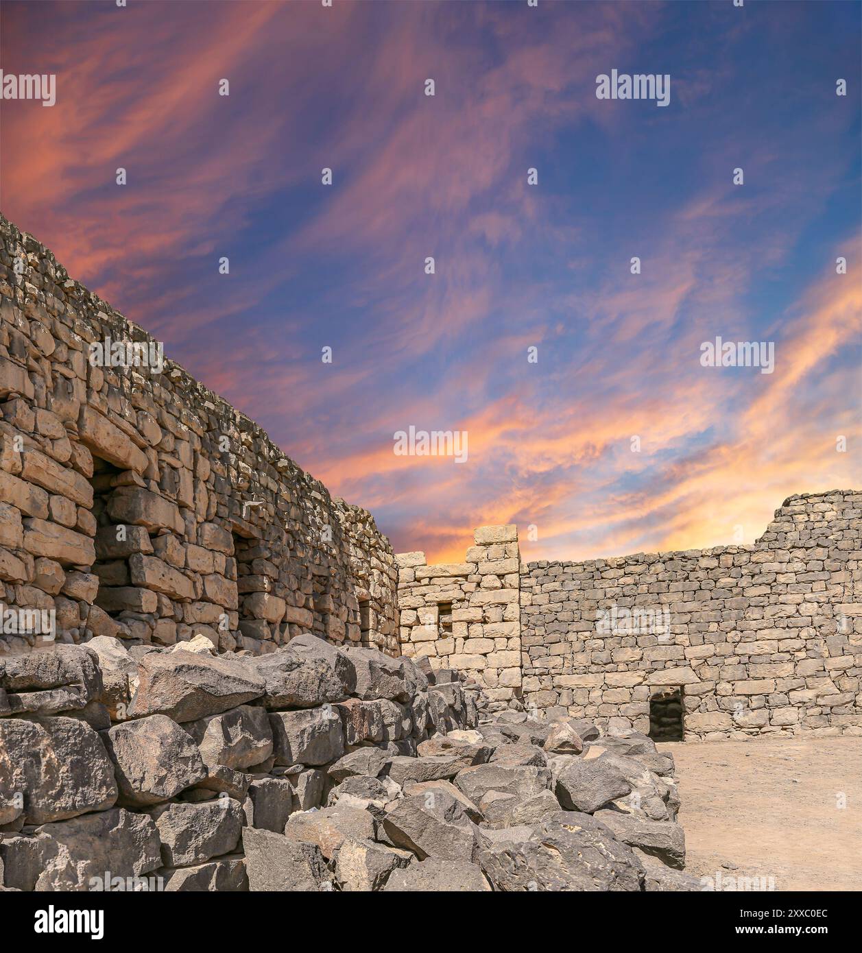 Ruins of Azraq Castle (Qasr al-Azraq) is a crusader castle (300AD ...