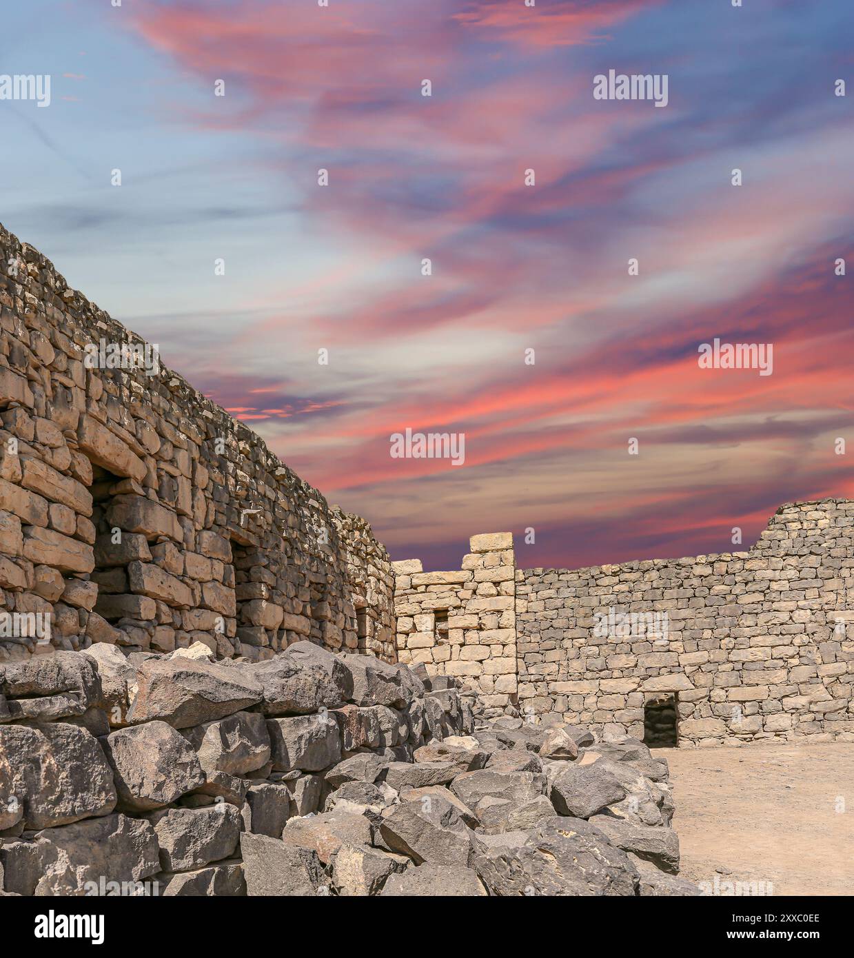Ruins of Azraq Castle (Qasr al-Azraq) is a crusader castle (300AD ...