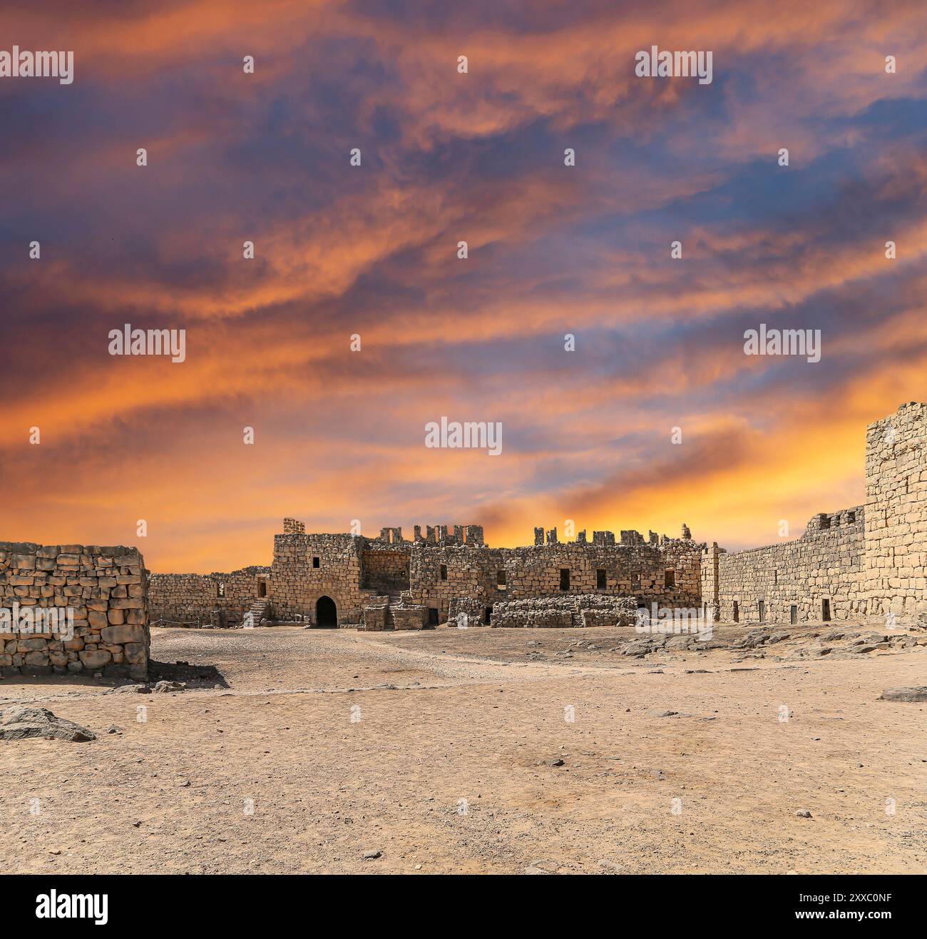 Ruins of Azraq Castle (Qasr al-Azraq) is a crusader castle (300AD ...