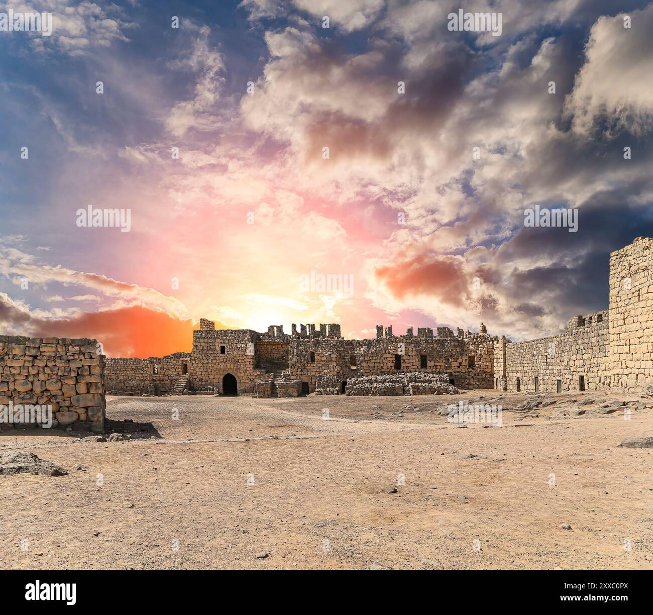 Ruins of Azraq Castle (Qasr al-Azraq) is a crusader castle (300AD ...