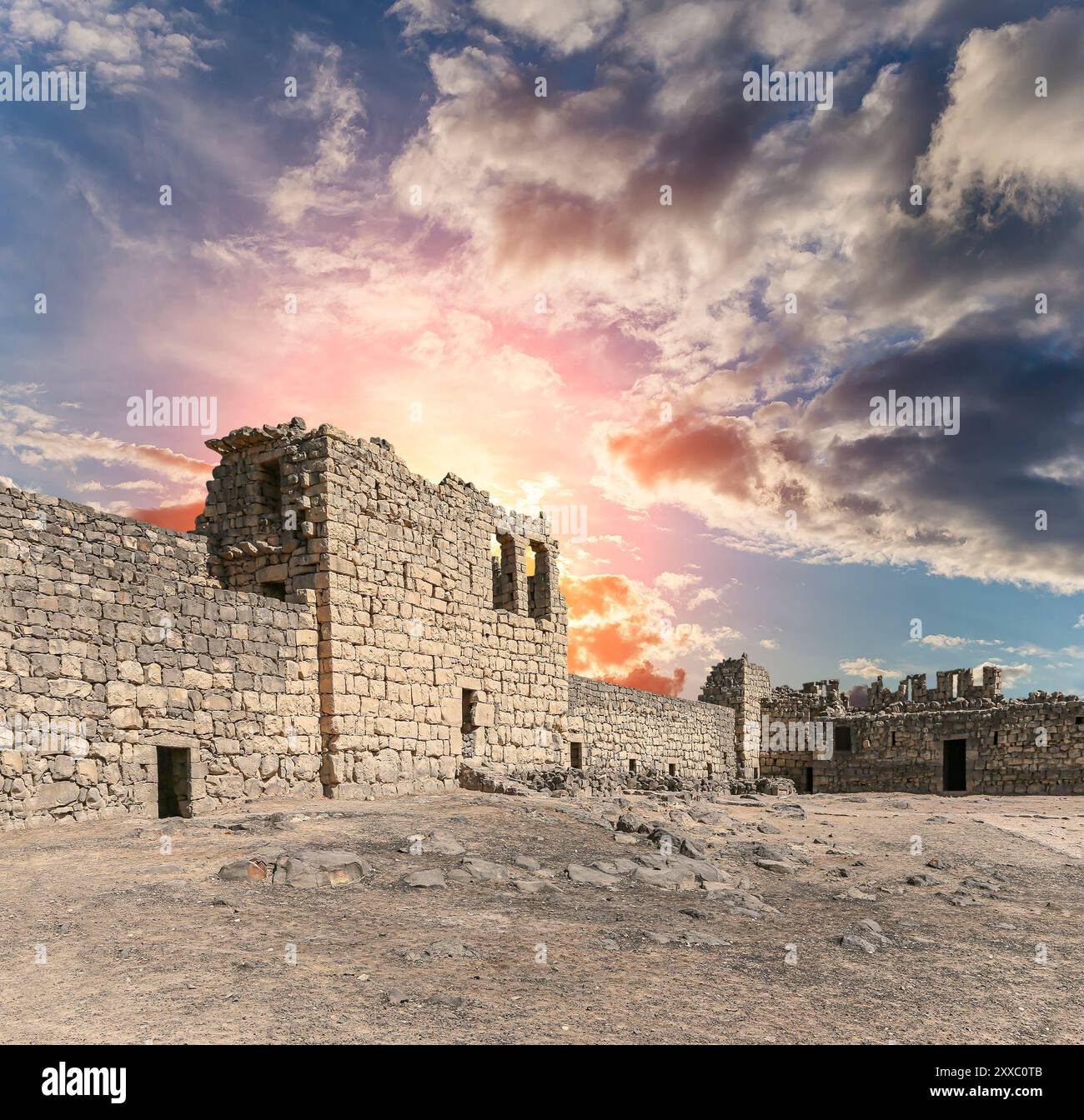 Ruins of Azraq Castle (Qasr al-Azraq) is a crusader castle (300AD ...