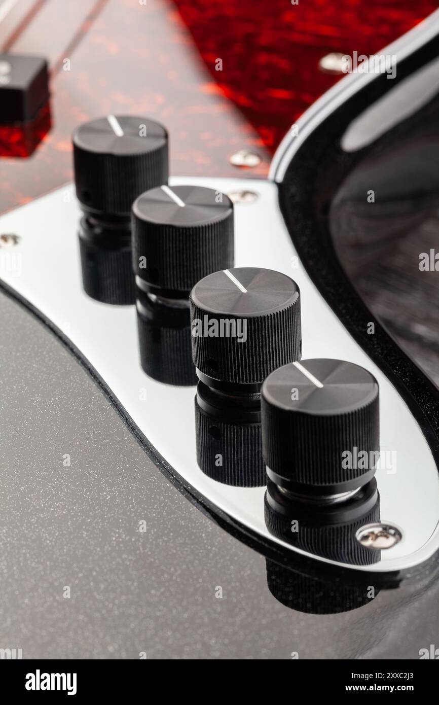 bass guitar preamp knobs macro closeup Stock Photo - Alamy