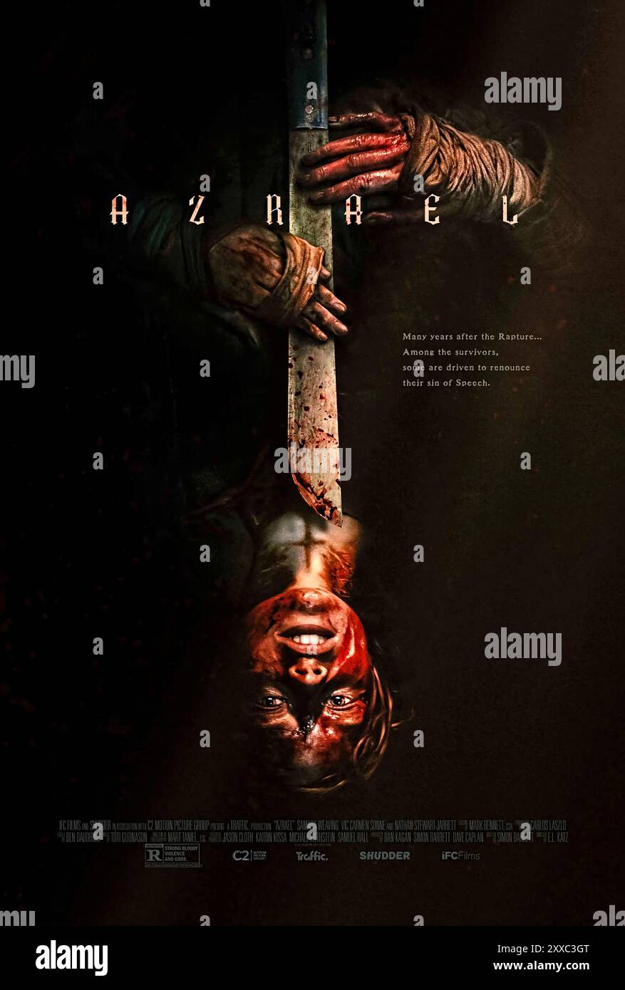 Azrael (2024) directed by E.L. Katz and starring Samara Weaving, Nathan ...