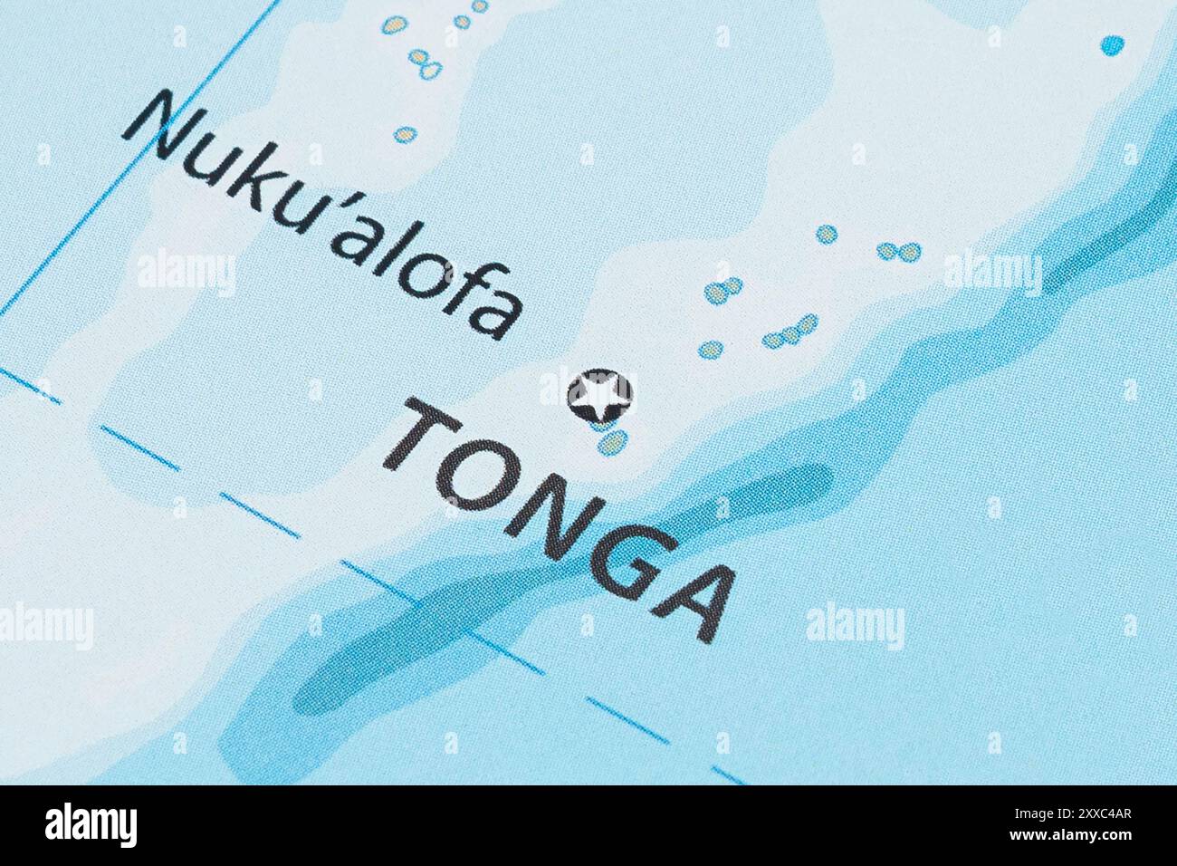 Close up to Tonga political map with country frontiers and most ...