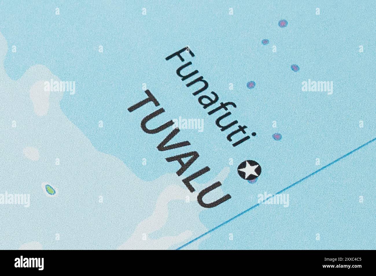 Close up to Tuvalu political map with country frontiers and most ...
