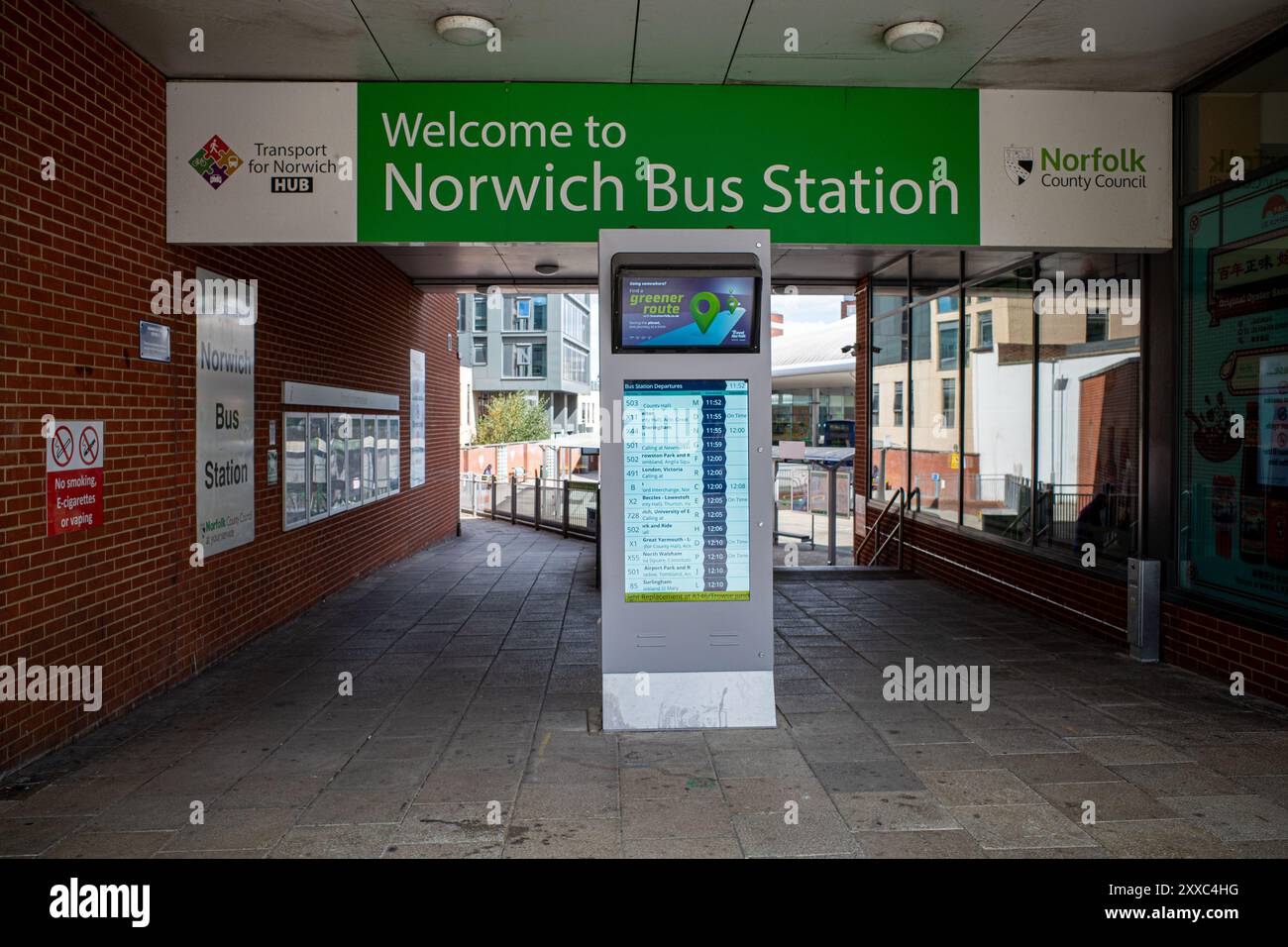 Entrance to Norwich Bus Station in central Norwich, opened 2005. Winner ...