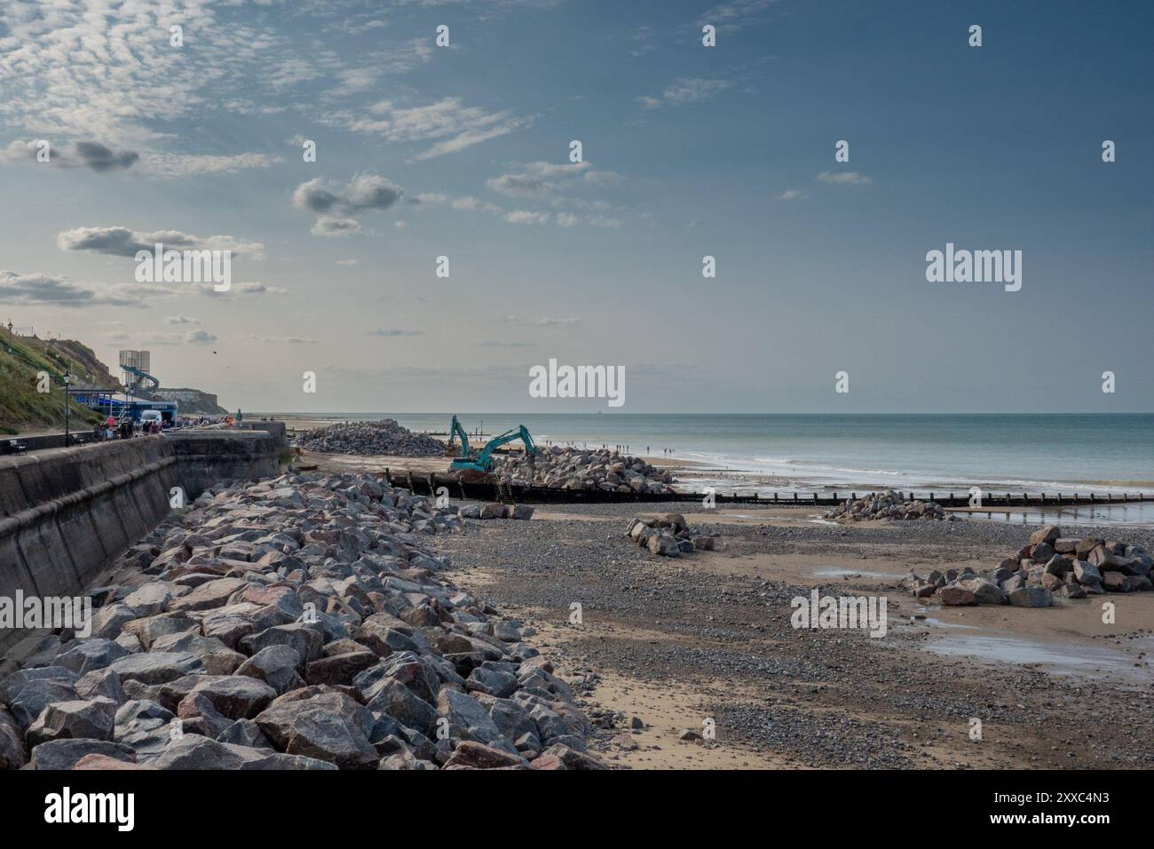 Cromer Rock Armour sea defence project Stock Photo - Alamy