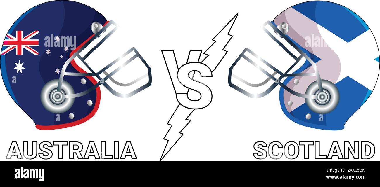Australia Vs Scotland 3D Illustration vector flags over cricket Helmet ...