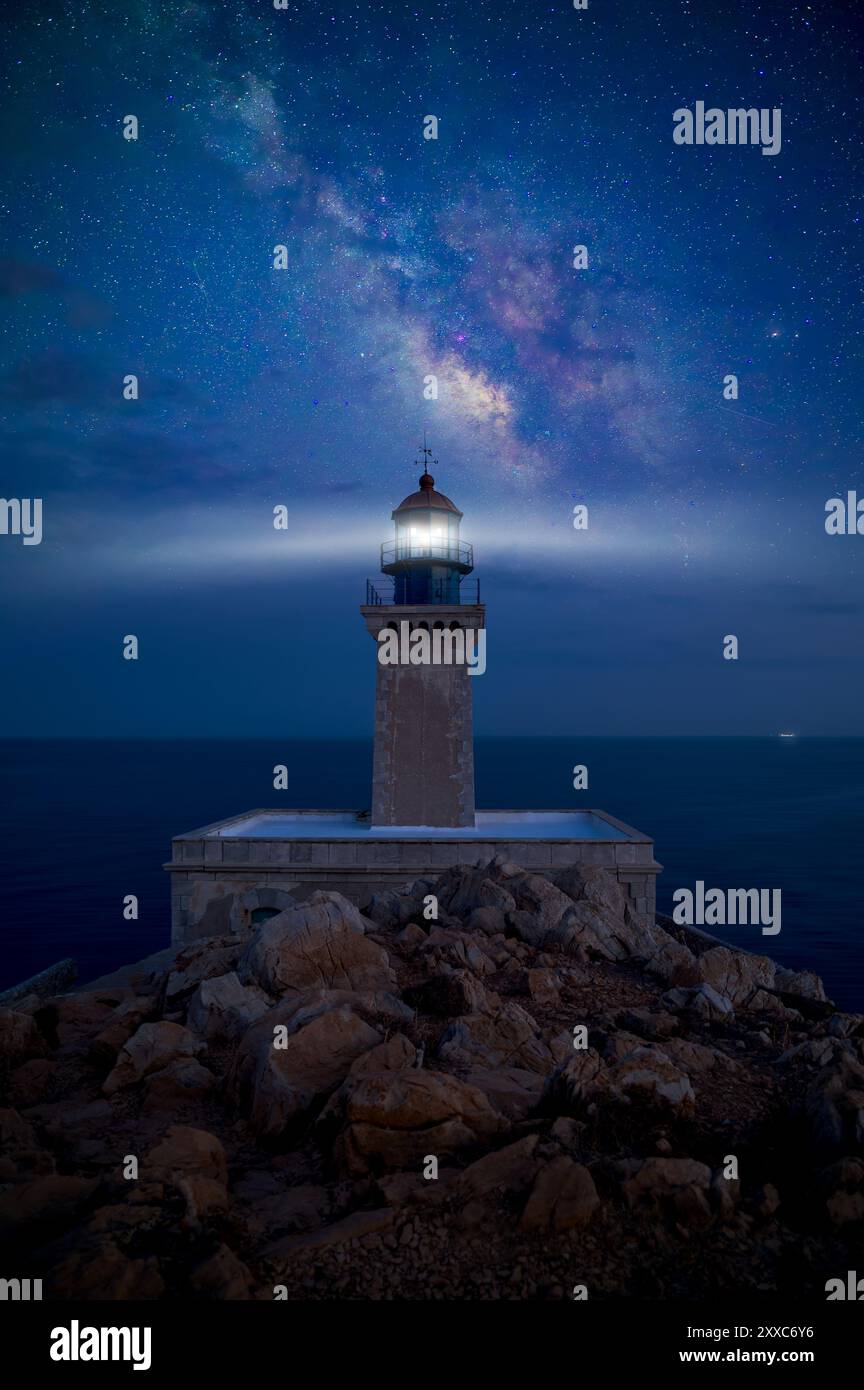 Stunning nightscape at Cape Tainaro, Greece, with the Milky Way ...