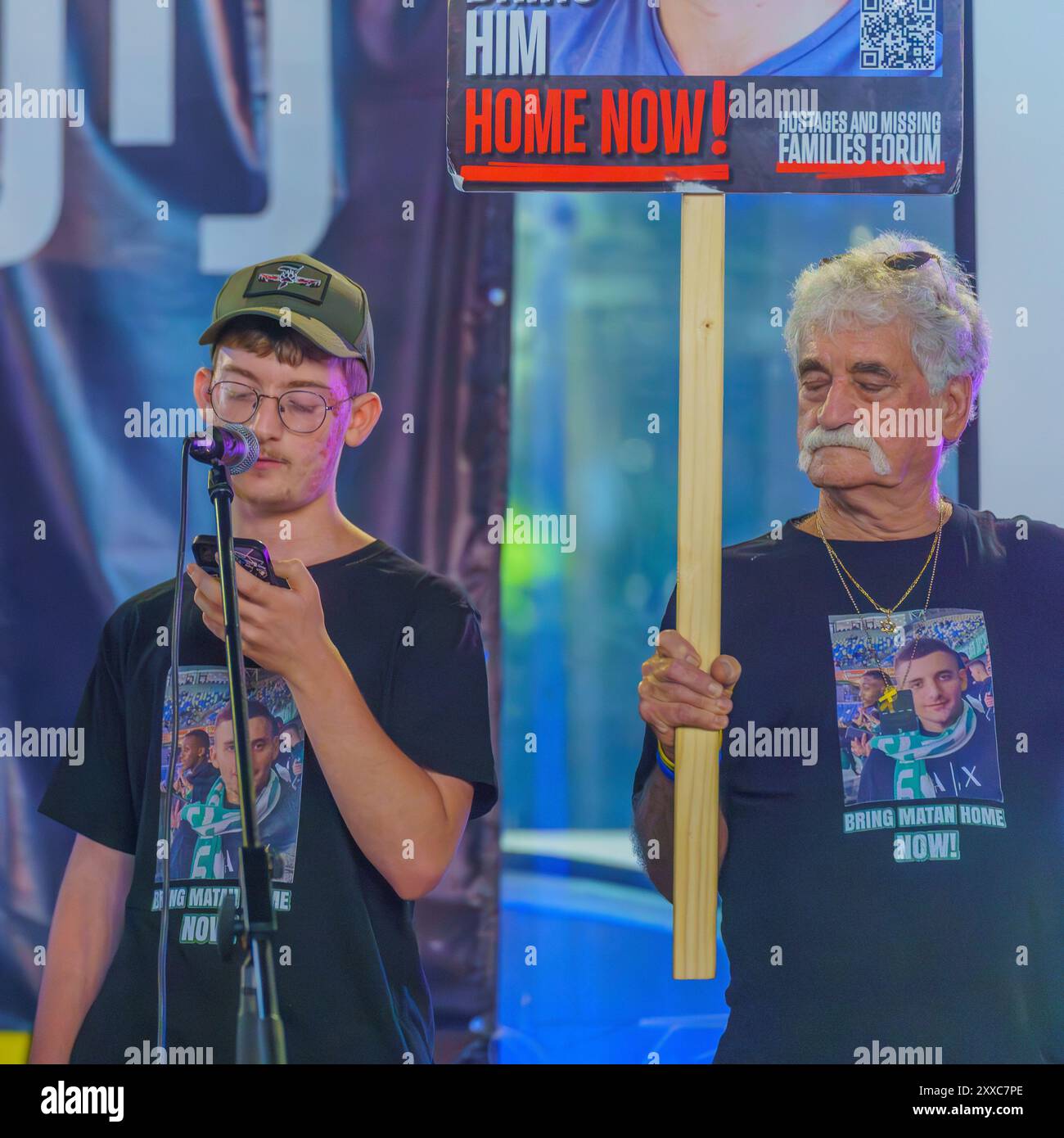 Haifa, Israel - August 22, 2024: Ofir Angrest, brother of Matan who is ...