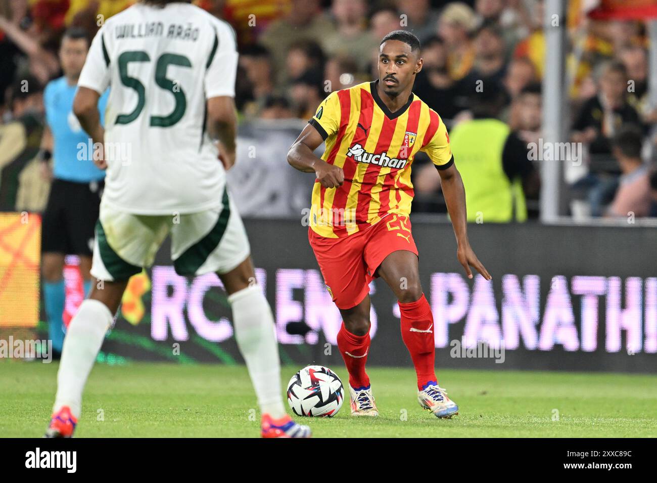 Wesley Said (22) of RC Lens pictured during the Conference League play ...