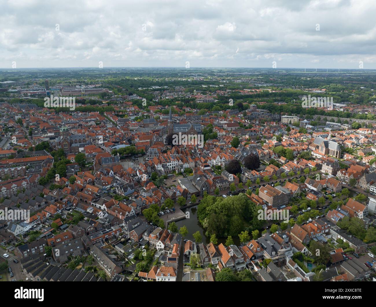 Aerial view of the city of Hoorn, North Holland, The Netherlands. Birds ...