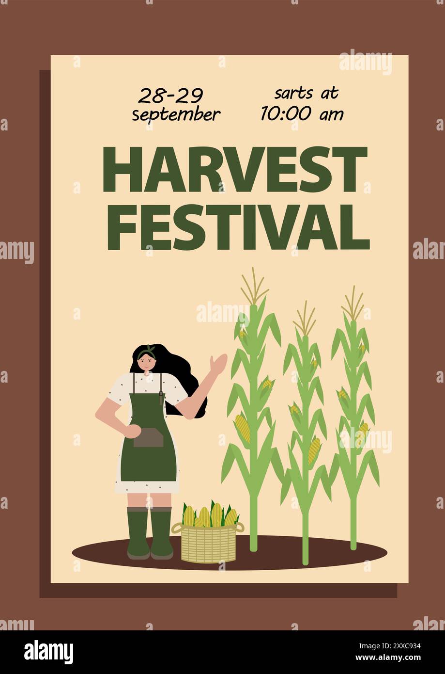 Harvesting corn in fall Stock Vector Images - Alamy
