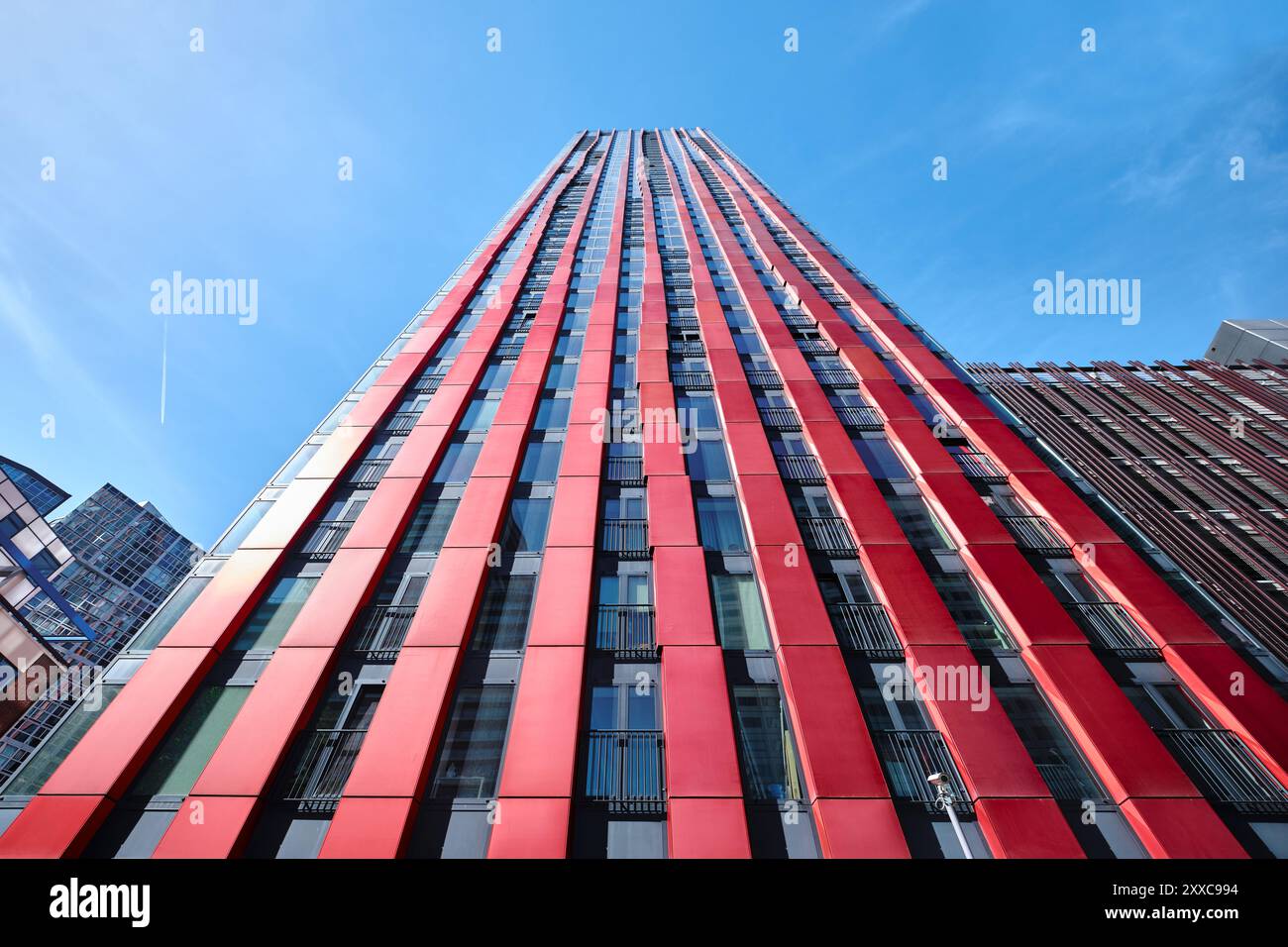 Rotterdam, Netherlands - April 10, 2024: the tower and "floating" block ...