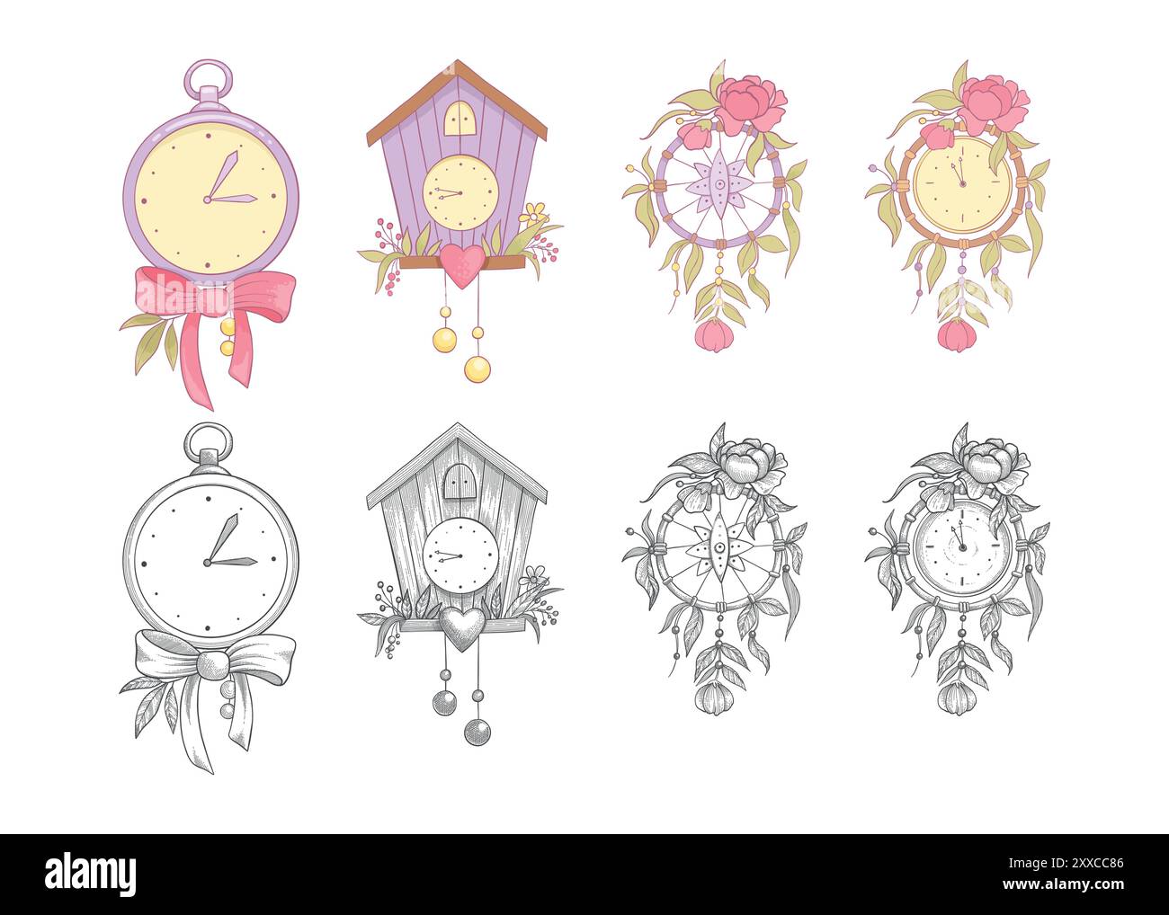 Vintage clock face. Retro clocks watchface with roman numerals, ornate ...