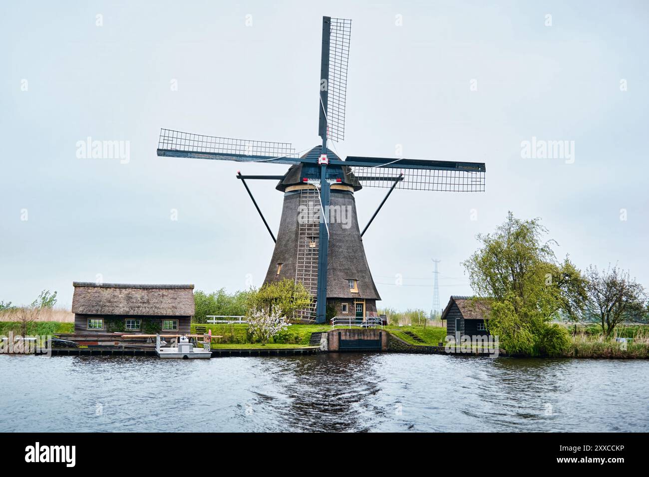 Kinderdijk, Rotterdam, Netherlands - April 11, 2024: Historic windmills ...