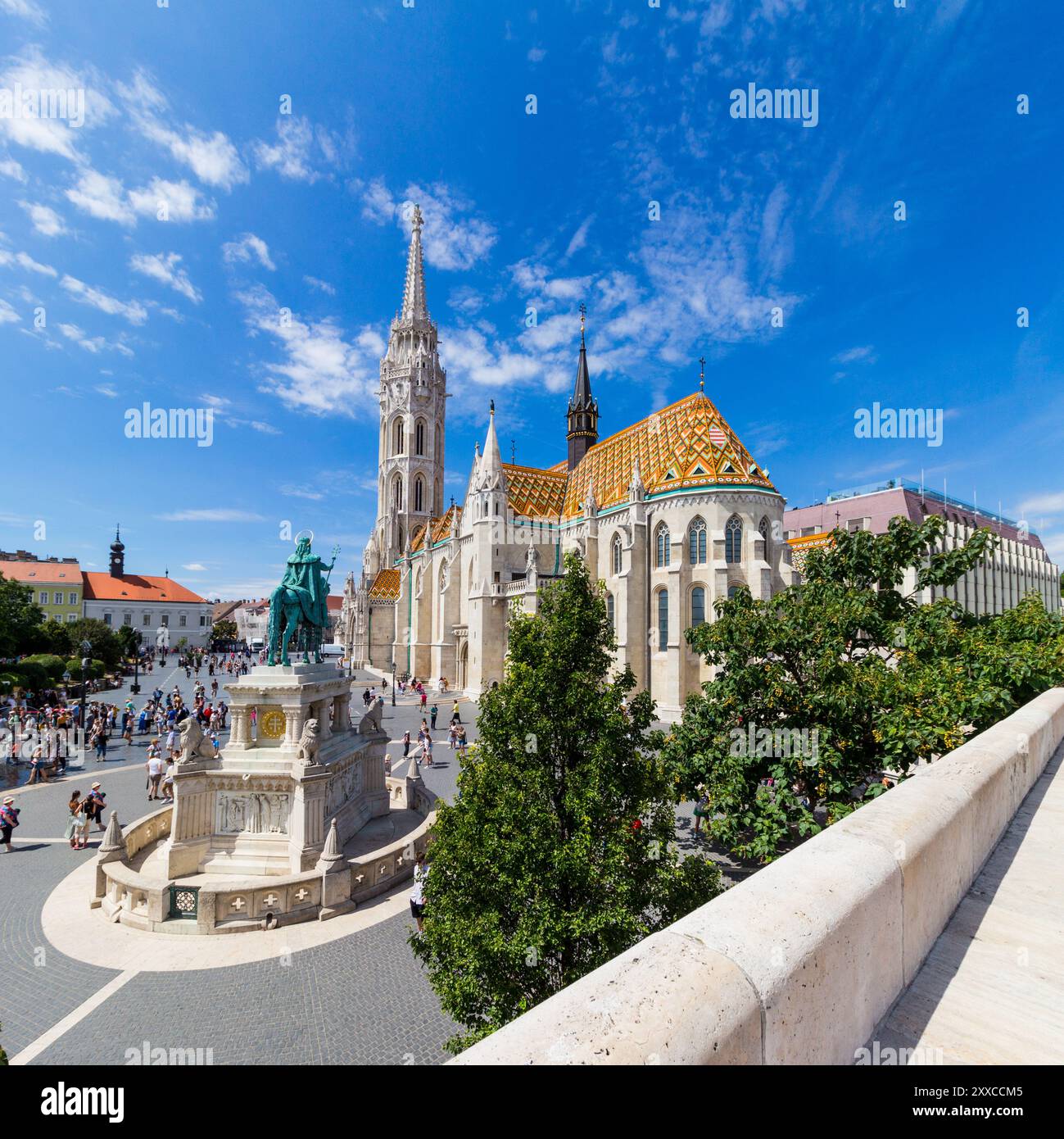 Matthias Church, 14th century, with St Stephen statue, Buda Castle ...