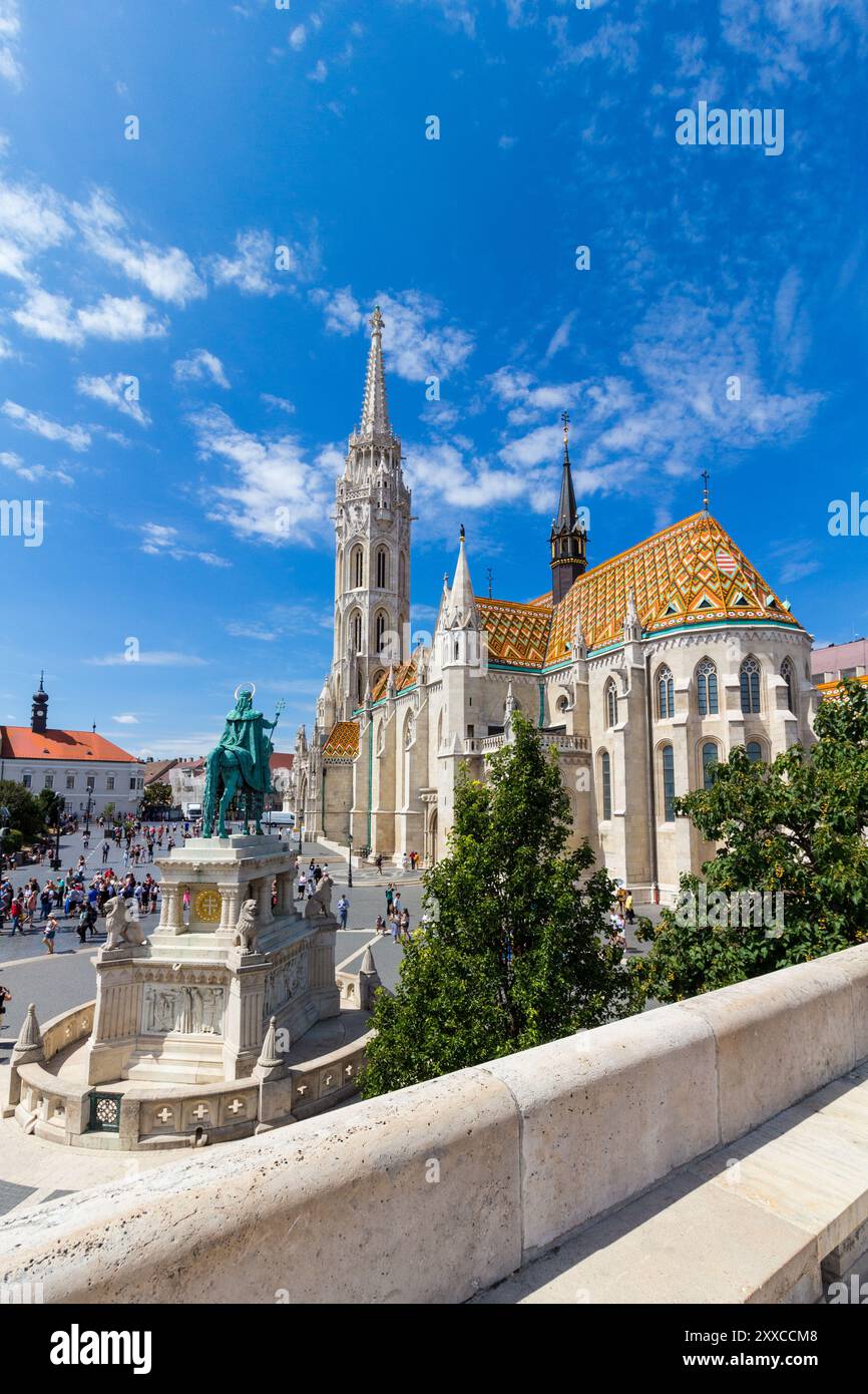 Matthias Church, 14th century, with St Stephen statue, Buda Castle ...