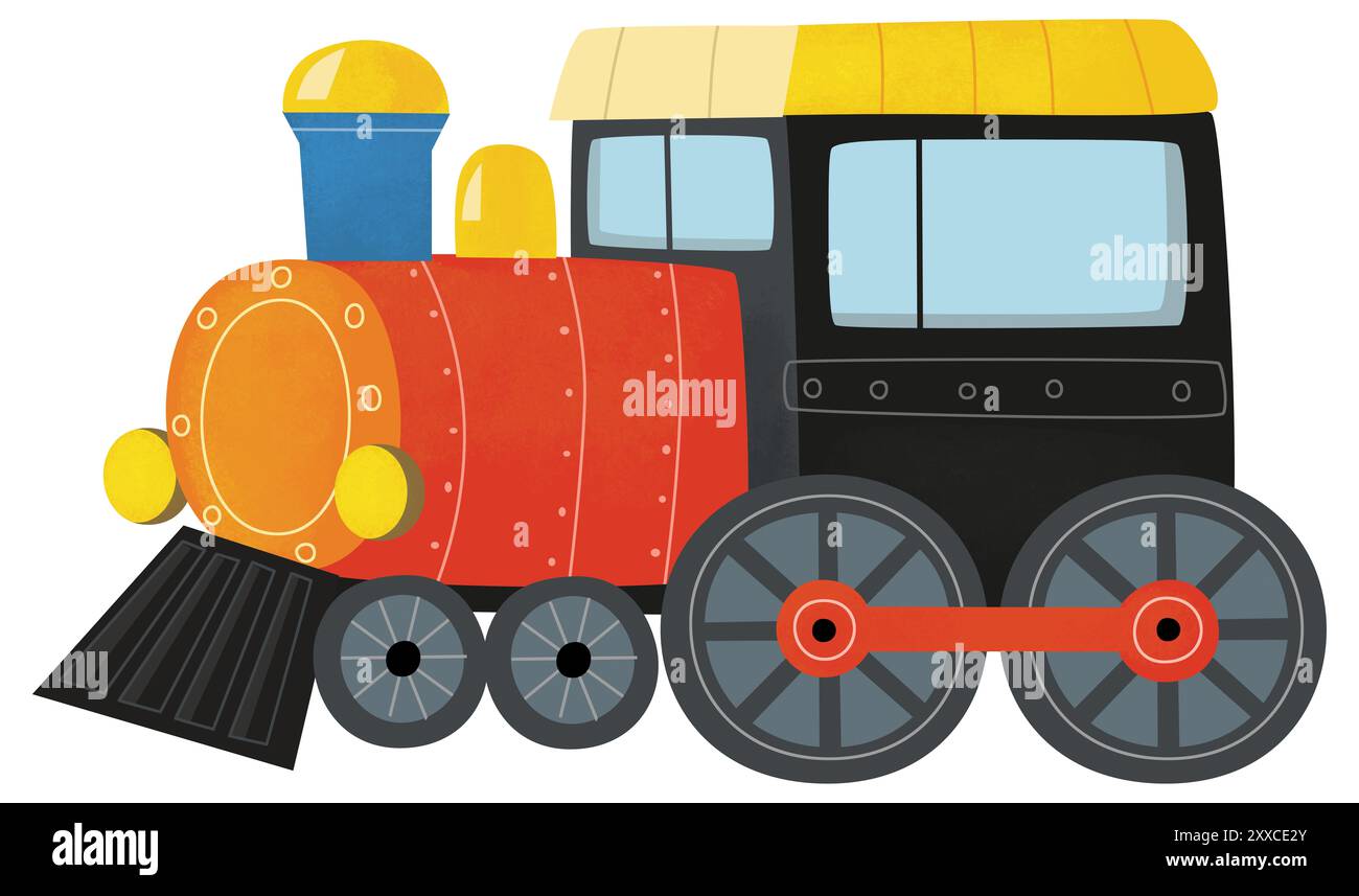 Cartoon funny looking steam train locomotive vehicle transportation ...
