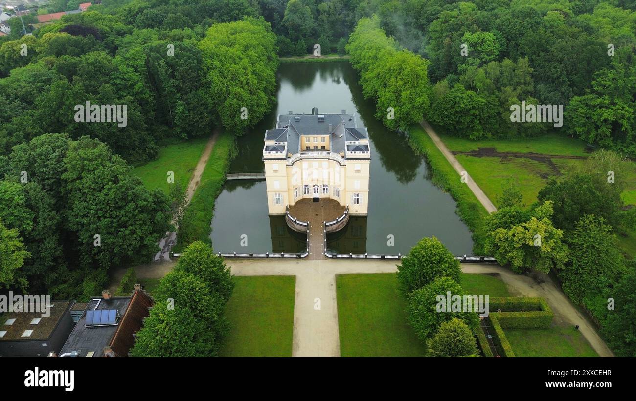 drone photo Ursel castle belgium europe Stock Photo - Alamy