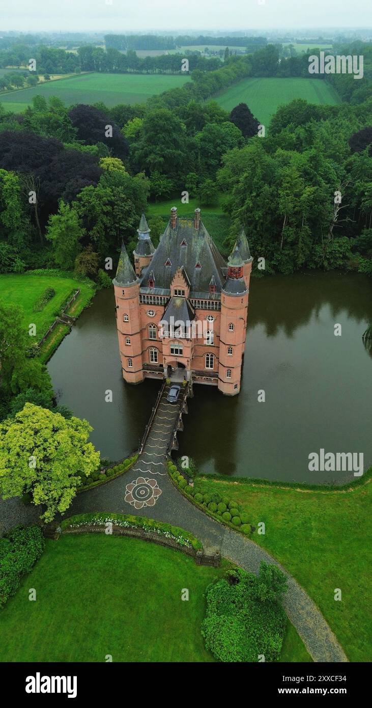 drone photo Ten Torre castle Belgium europe Stock Photo - Alamy