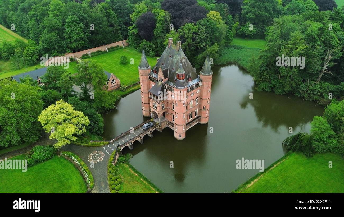 drone photo Ten Torre castle Belgium europe Stock Photo - Alamy