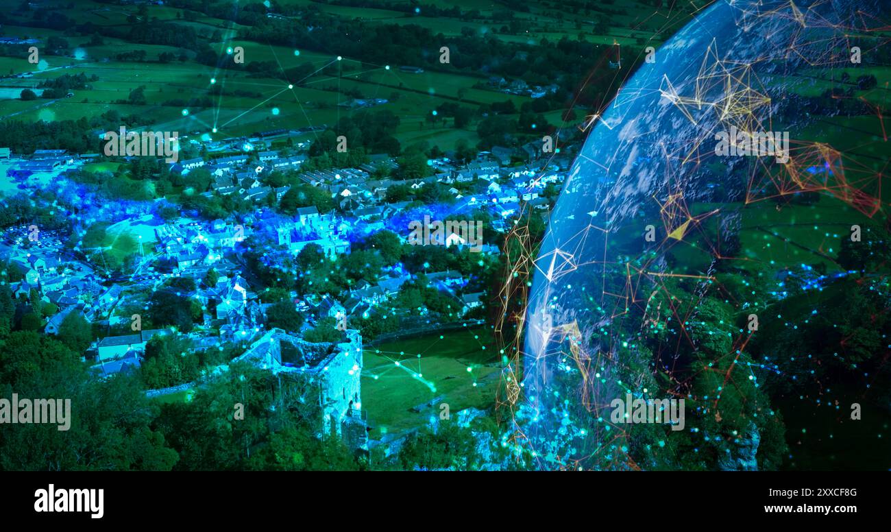 Modern Cityscape And Communication Network Concept Telecommunication Iot Internet Of Things