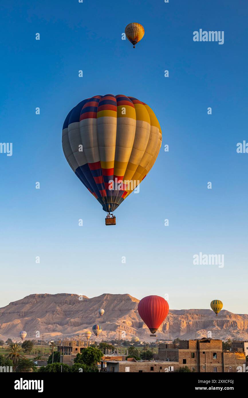 Balloons, Morning, Hot air balloon tour at west bank of Nile river ...