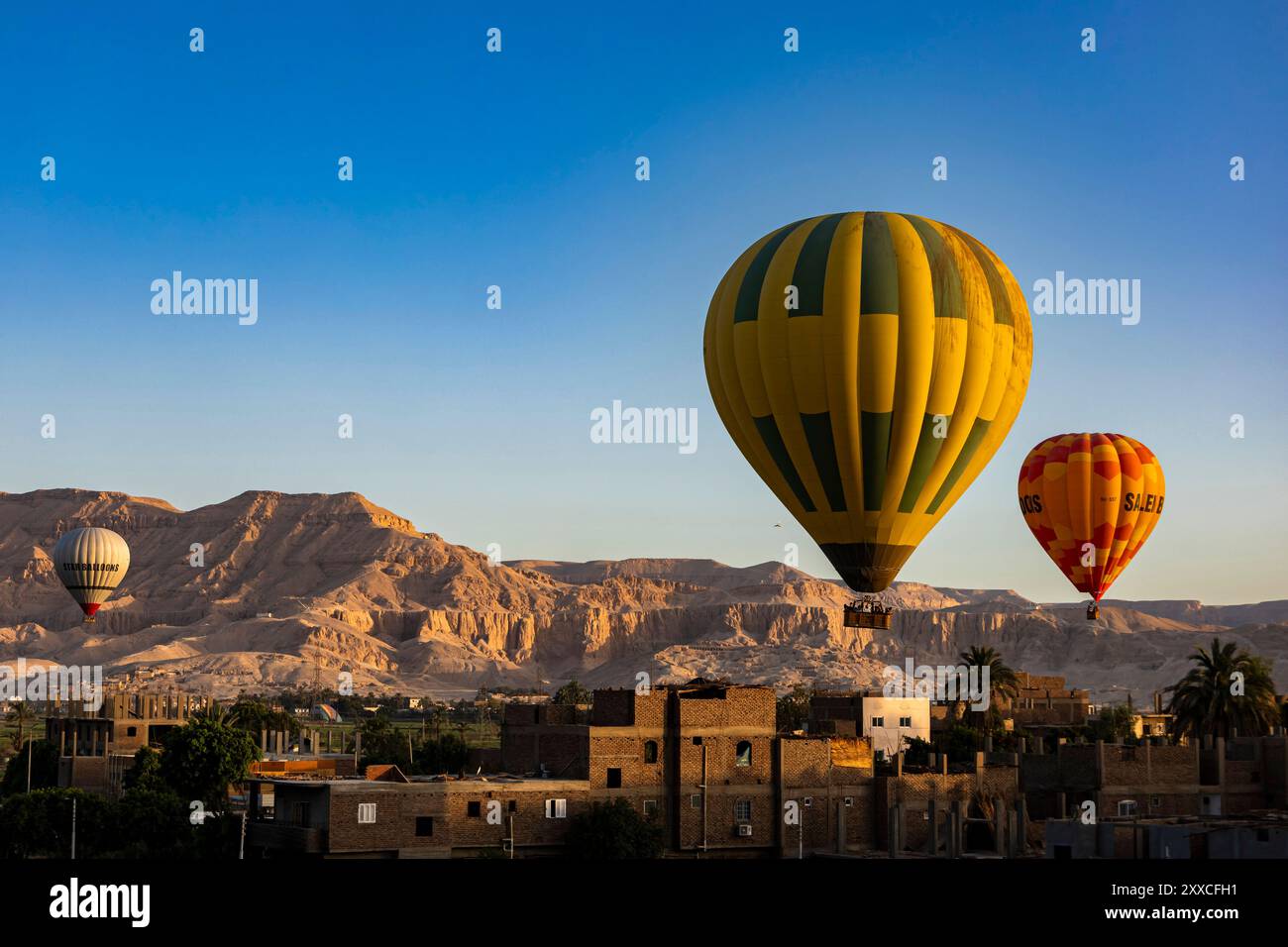 Balloons, Morning, Hot air balloon tour at west bank of Nile river ...