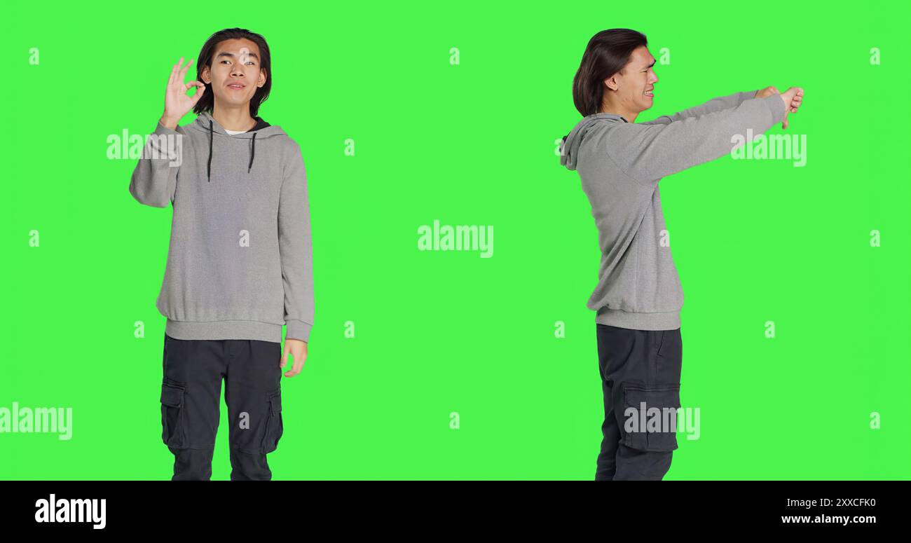 Person doing okay sign and showing disapproval at the same time ...