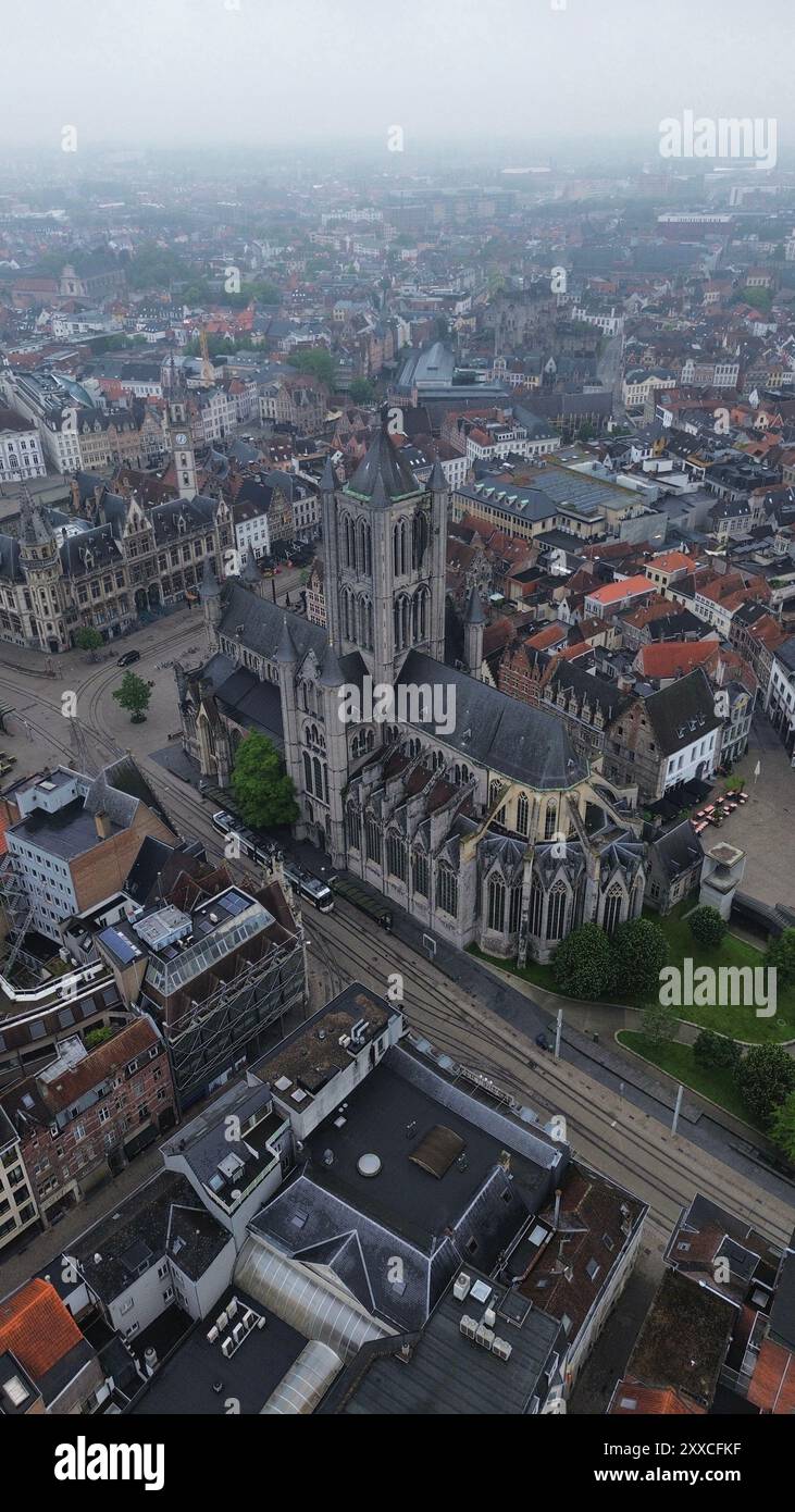 drone photo Saint-Nicolas Church Ghent Belgium europe Stock Photo - Alamy