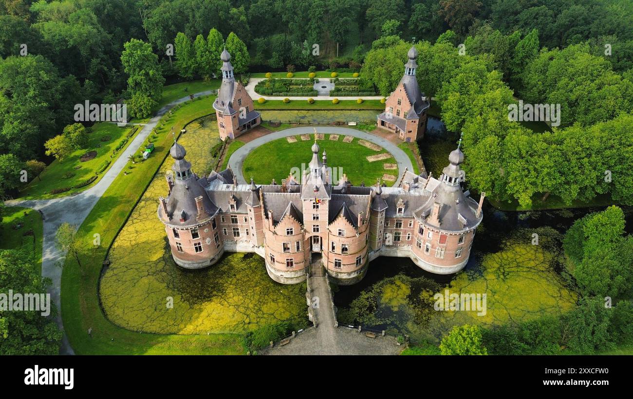 drone photo Ooidonk castle Belgium europe Stock Photo - Alamy