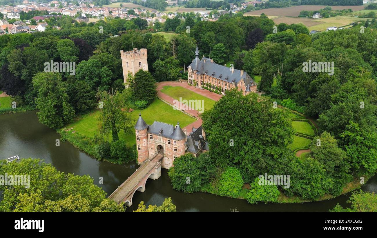 drone photo Grand-Bigard castle belgium europe Stock Photo - Alamy
